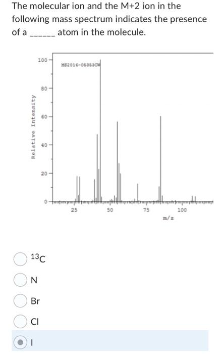 Solved The molecular ion and the M+2 ion in the following | Chegg.com