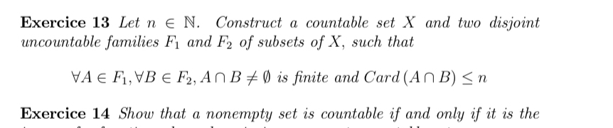 Solved Let n in N. ﻿Construct a countable set X and two | Chegg.com