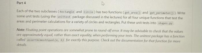 Solved Part 1 In shapes.py, write a Python class (Rectangle | Chegg.com
