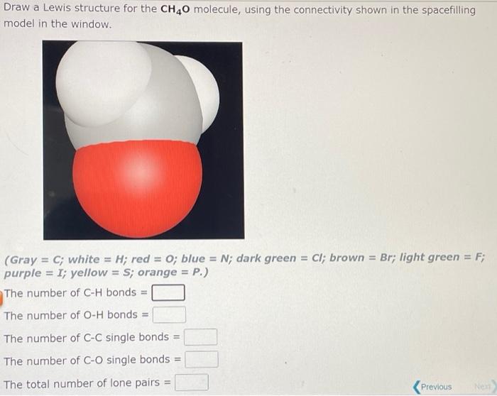Solved Draw a Lewis structure for the CH4O molecule, using | Chegg.com