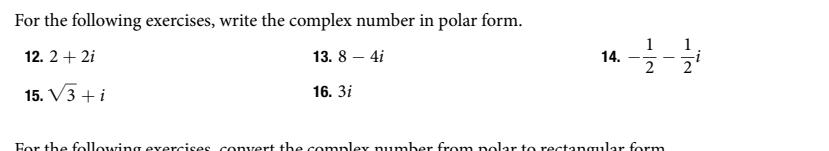 Solved For the following exercises, write the complex number | Chegg.com
