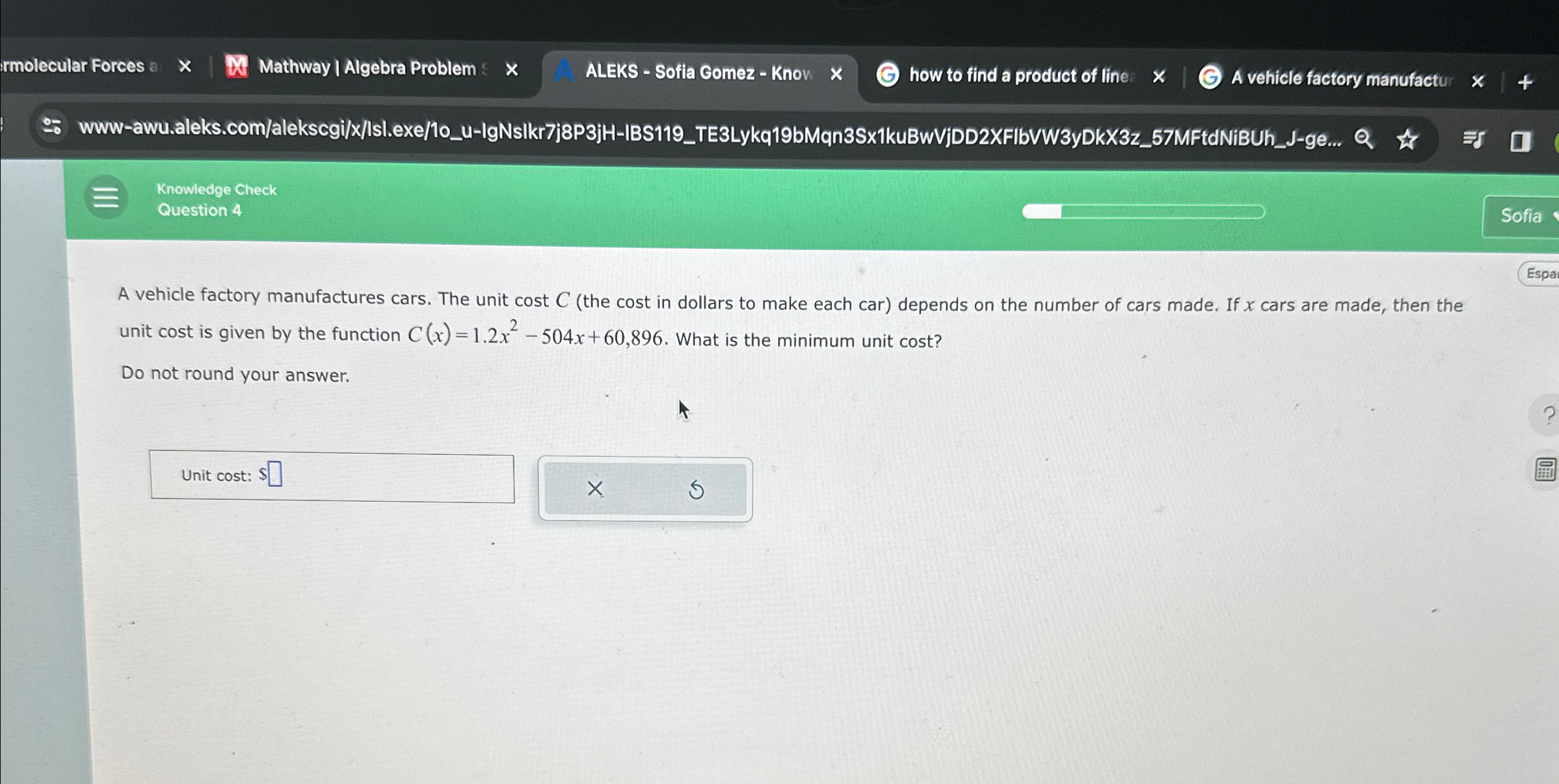 Solved rmolecular Forces :Mathway I Algebra ProblemALEKS - | Chegg.com