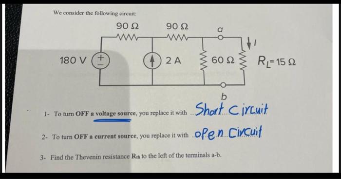 Solved We consider the following circuit: 1. To turn OFF a | Chegg.com