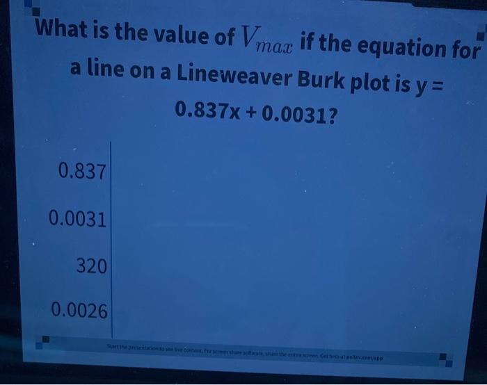 Solved What is the value of Vmax if the equation for a line | Chegg.com