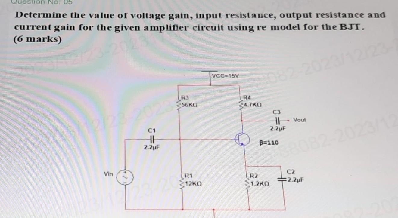 Solved Determine the value of voltage gain, input resist | Chegg.com
