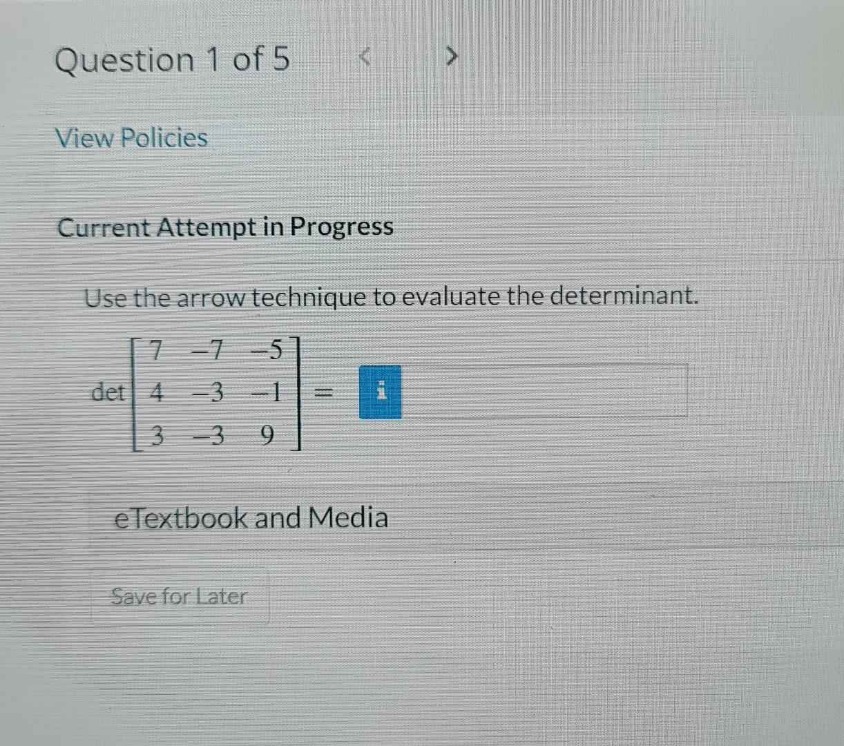 Solved Use the arrow technique to evaluate the determinant. | Chegg.com