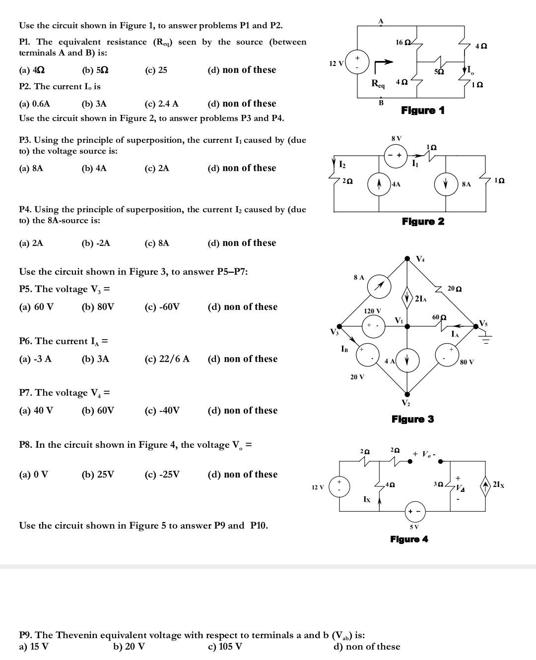 Solved Use the circuit shown in Figure 1, to answer problems | Chegg.com