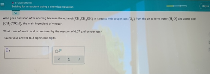 Solved = O STOICHIOMETRY Solving for a reactant using a | Chegg.com