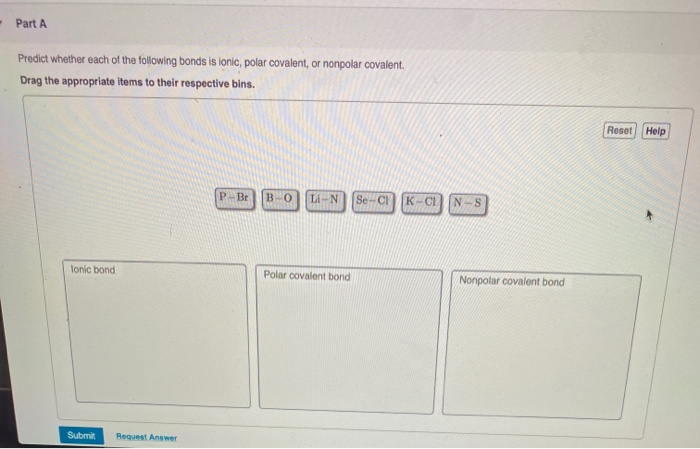 Solved Part A Predict whether each of the following bonds is | Chegg.com