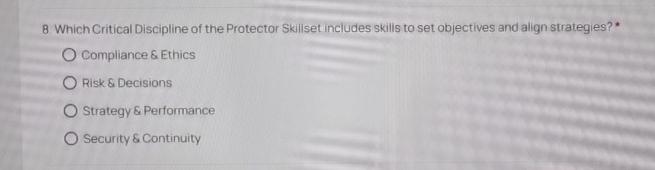 Solved 8 ﻿Which Critical Discipline of the Protector | Chegg.com