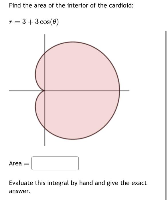 Solved Find the area of the interior of the cardioid: | Chegg.com