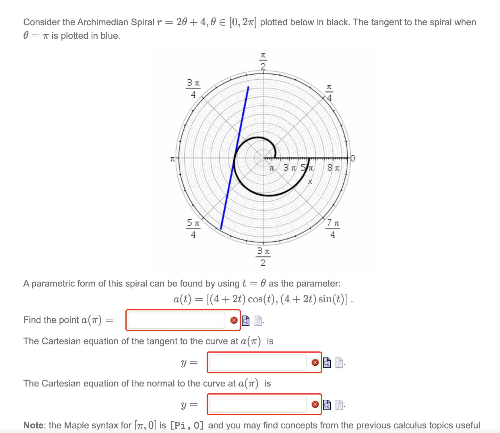 Solved Consider the Archimedian Spiral r=2θ+4,θin[0,2π] | Chegg.com