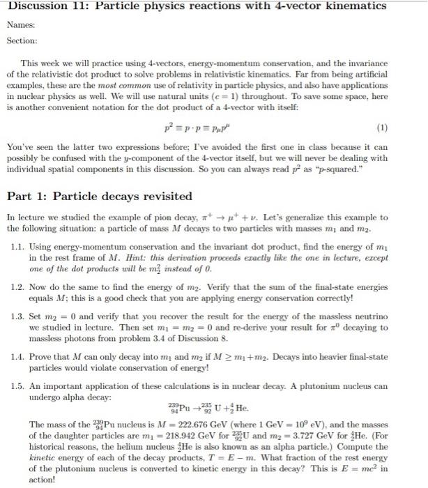 Solved Discussion 11: Particle physics reactions with | Chegg.com