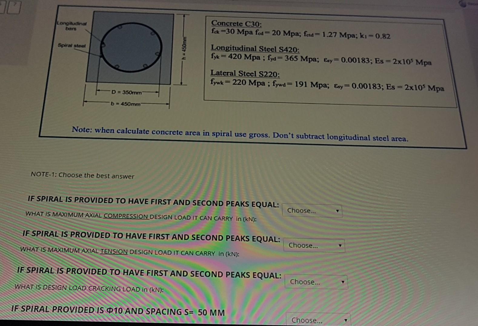Longitudinal bars Concrete C30: fck=30 Mpa fed= 20 | Chegg.com