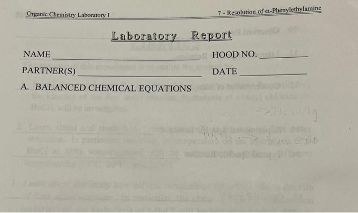 Solved Laboratory Report NAME HOOD NO. PARTNER(S) DATE A. | Chegg.com