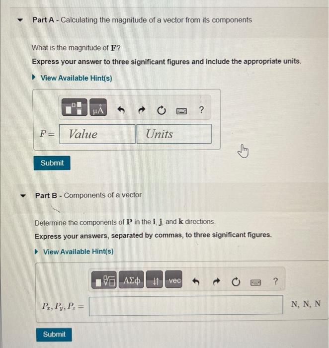 Solved Part A - Calculating the magnitude of a vector from | Chegg.com