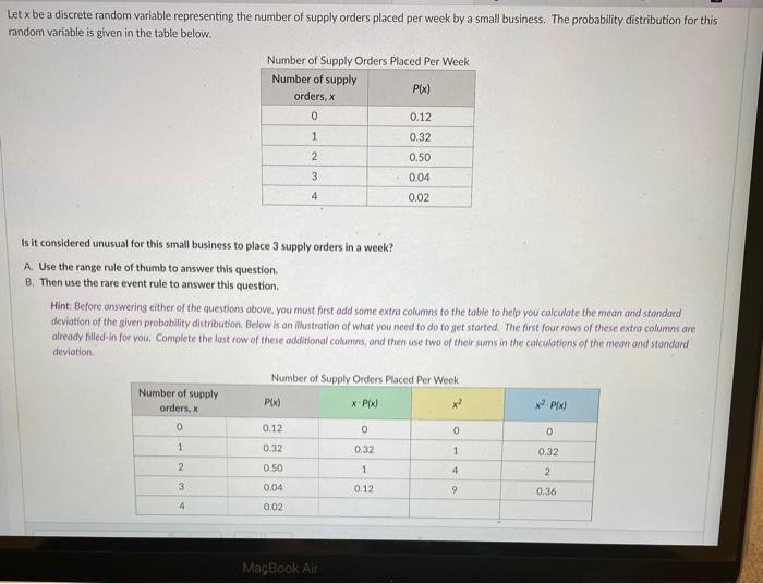 Solved Let X Be A Discrete Random Variable Representing The 