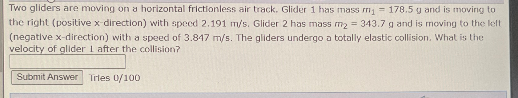 Solved Two gliders are moving on a horizontal frictionless | Chegg.com