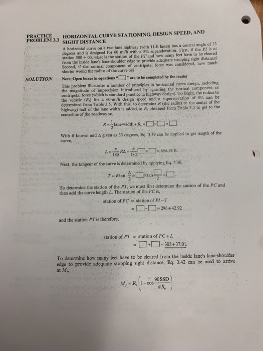 PRACTICE HORIZONTAL CURVE STATIONING. DESIGN SPEED, | Chegg.com