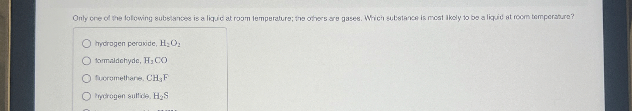Solved Only one of the following substances is a liquid at | Chegg.com