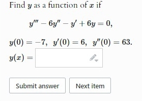 Solved Find y ﻿as a function of x | Chegg.com