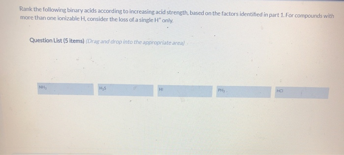 Solved Rank the following binary acids according to | Chegg.com