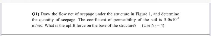 Solved (1) Draw the flow net of seepage under the structure | Chegg.com