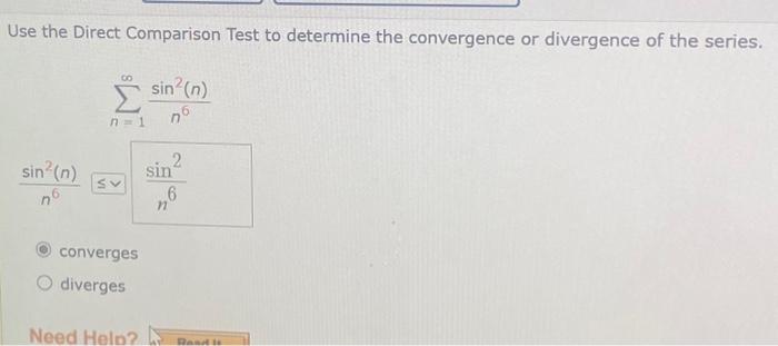 Solved Use the Direct Comparison Test to determine the | Chegg.com