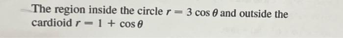 Solved The region inside the circle r=3cosθ and outside the | Chegg.com