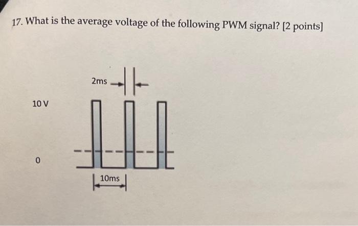 Solved 17. What is the average voltage of the following PWM | Chegg.com