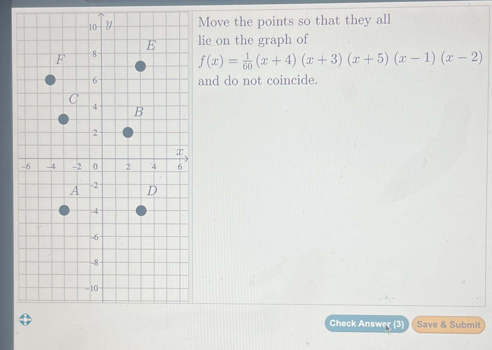 Solved Move the points so that they all lie on the graph | Chegg.com