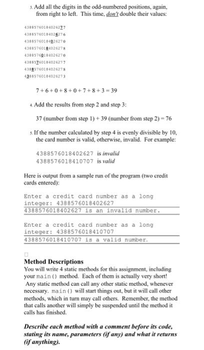 Solved 1. Add all the digits in the odd-numbered positions, | Chegg.com