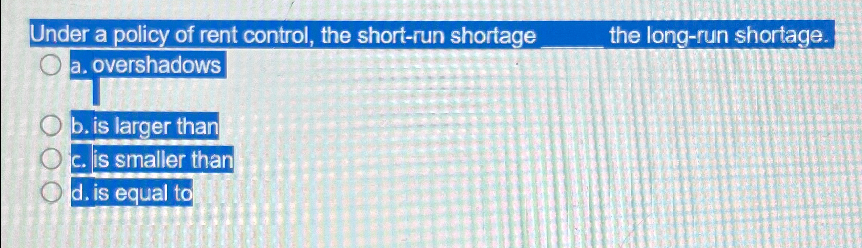 Solved Under a policy of rent control, the short-run | Chegg.com