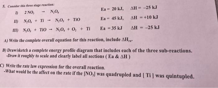 Solved 5. Consider this three stage reaction: I) II) III) | Chegg.com