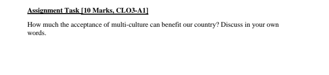 Solved Assignment Task [10 Marks, CLO3-A1] How much the | Chegg.com