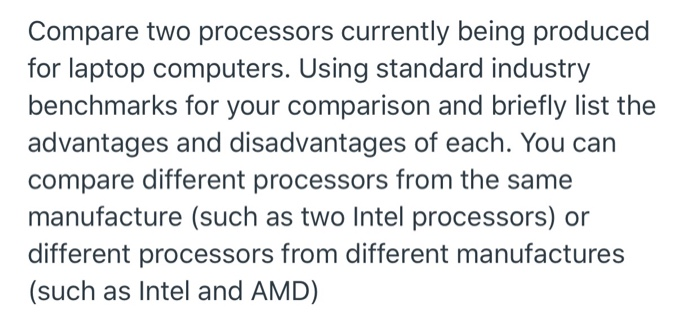 Solved Compare two processors currently being produced for | Chegg.com