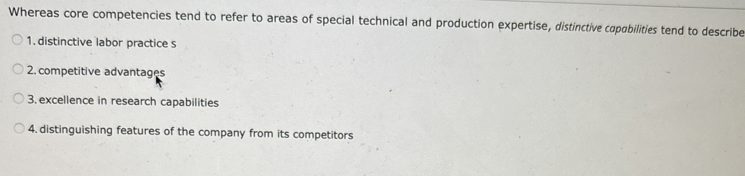 Solved Whereas core competencies tend to refer to areas of | Chegg.com