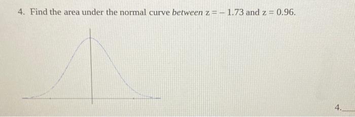 Solved 4. Find the area under the normal curve between | Chegg.com
