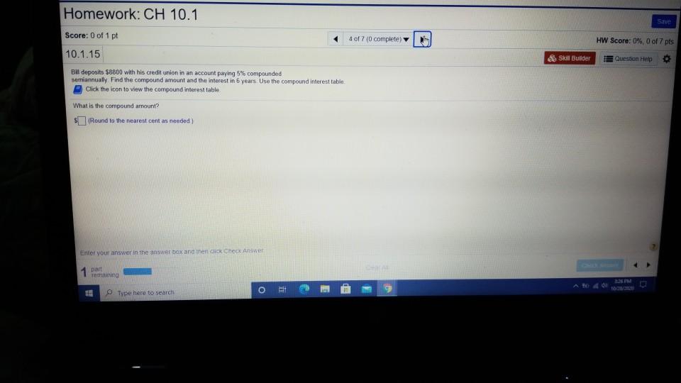 Solved Homework Ch 10 1 Save Score 0 Of 1 Pt 1 Of 7 0