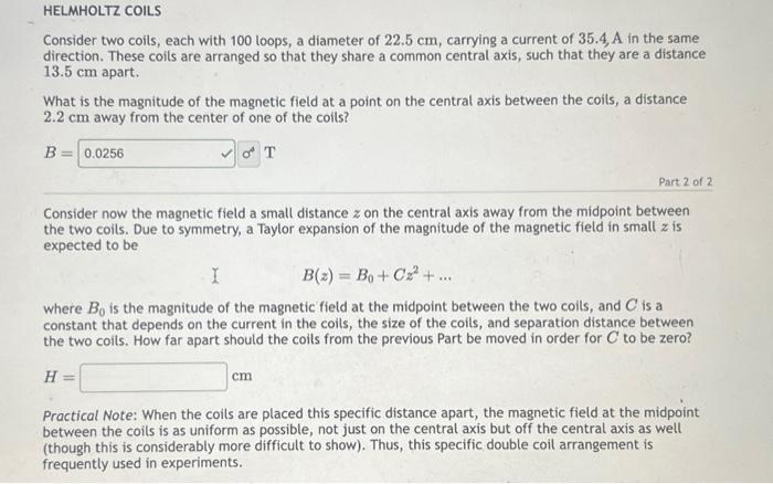 Solved Consider two coils, each with 100 loops, a diameter | Chegg.com