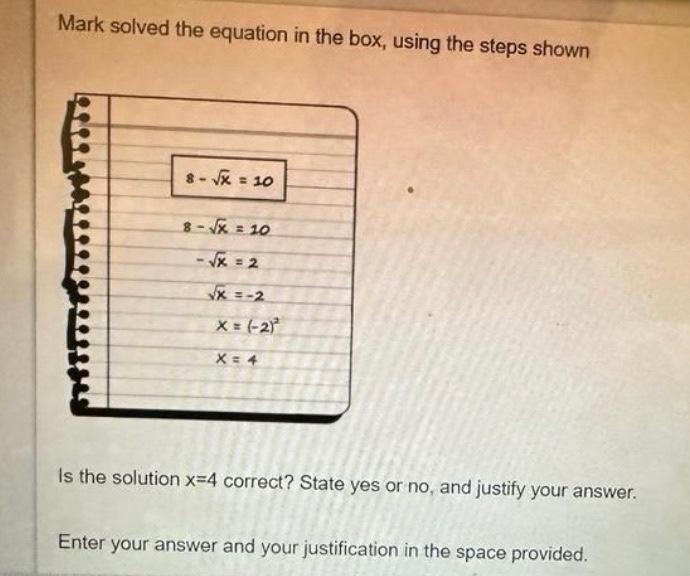 Solved Mark solved the equation in the box, using the steps | Chegg.com