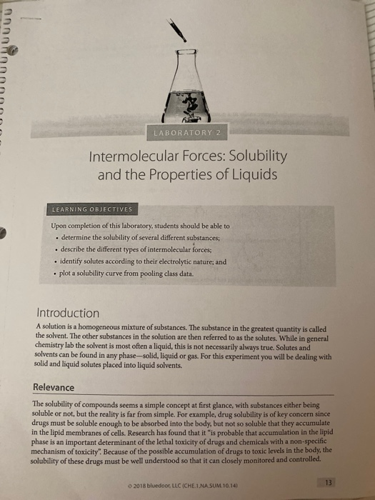 ` UUUU LABORATORY 2 Intermolecular Forces: Solubility | Chegg.com