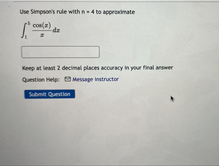 Solved Use Simpson's rule with n=4 to approximate | Chegg.com