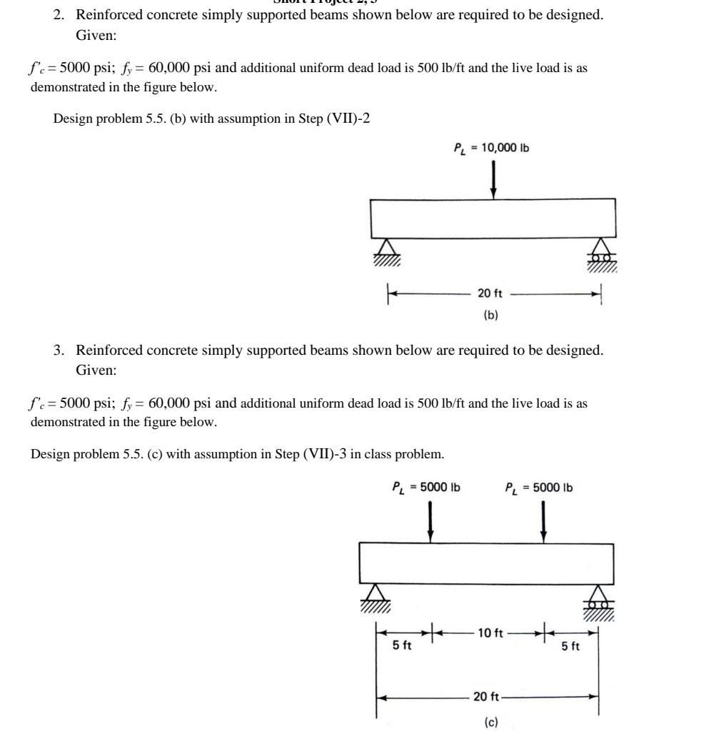 Solved 2. Reinforced concrete simply supported beams shown | Chegg.com