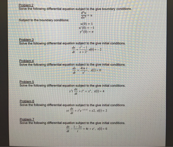Solved Problem 2 Solve the following differential equation | Chegg.com