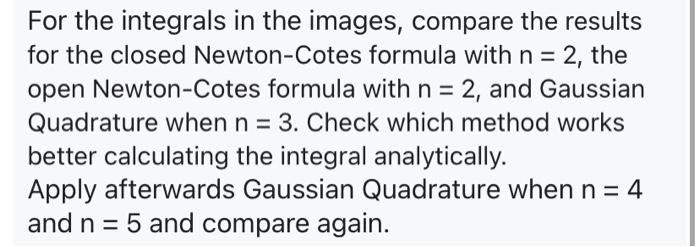 Solved ∫33.5x2−4xdx∫01x2e−xdxFor the integrals in the | Chegg.com