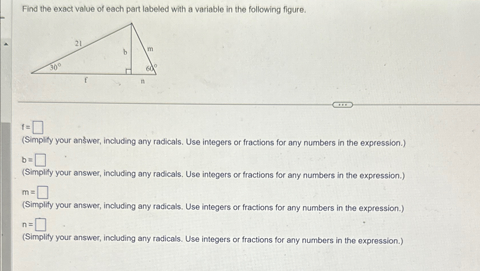 Solved Find the exact value of each part labeled with a | Chegg.com