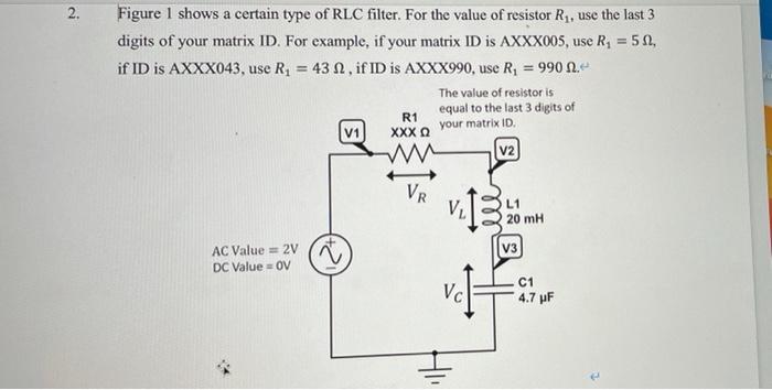 2. Figure 1 shows a certain type of RLC filter. For | Chegg.com