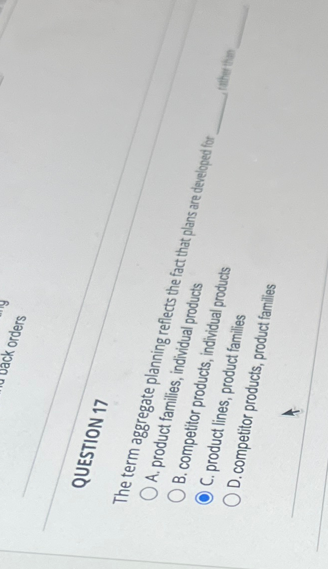 Solved QUESTION 17The term aggregate planning reflects the | Chegg.com