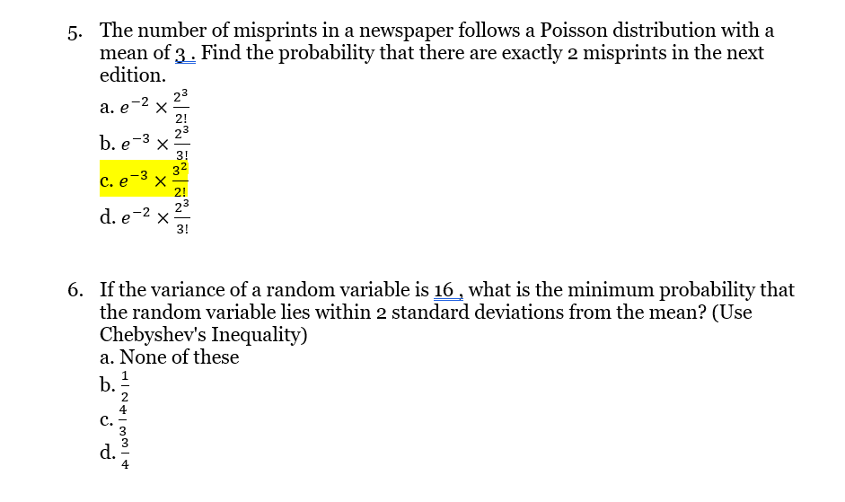 Solved 1. ﻿The number of misprints in a newspaper follows a | Chegg.com